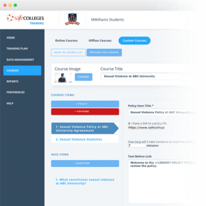 College & Higher Education Student Training and Prevention Courses