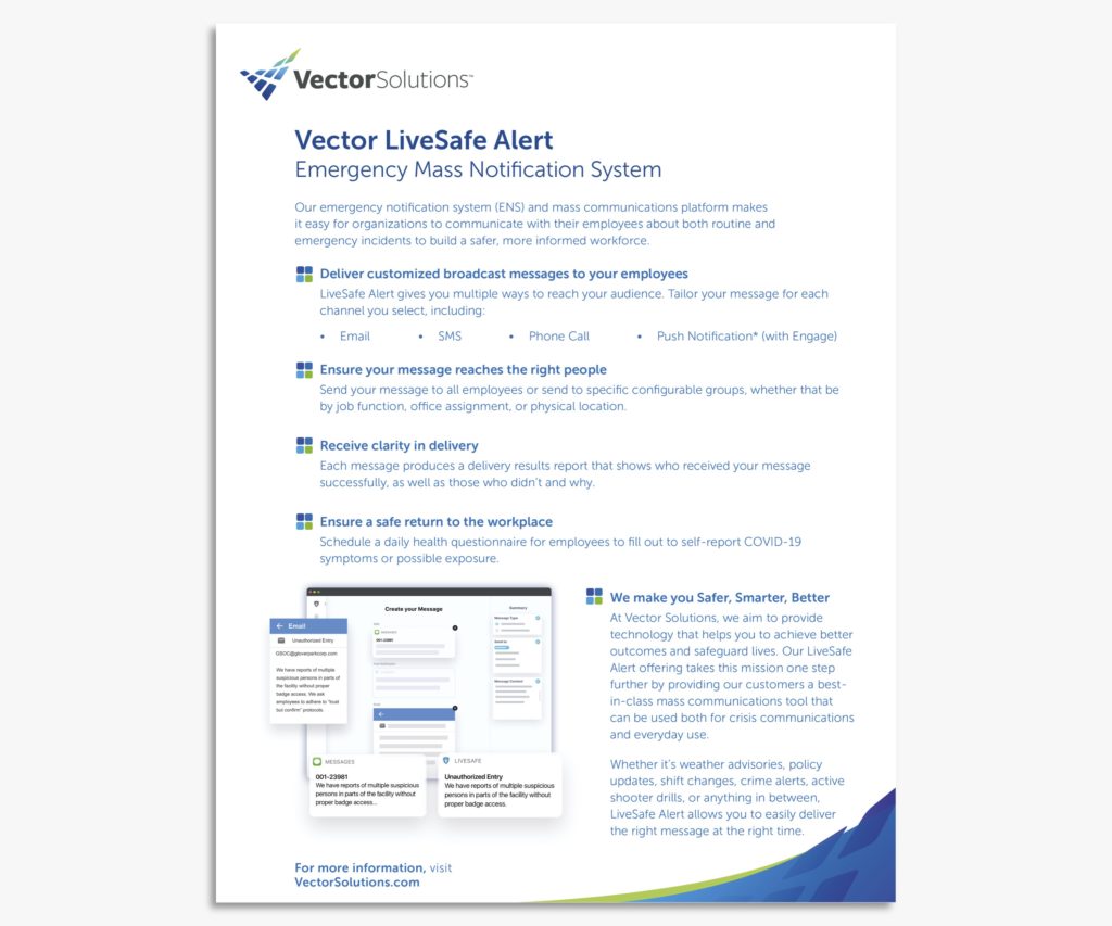Feature Sheet: Vector LiveSafe Alert - Vector Solutions